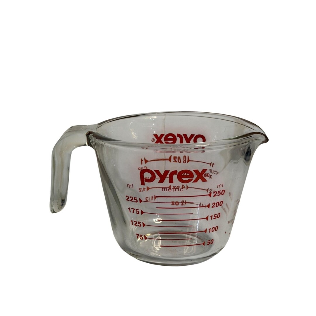 PYREX 250ml 1 Cup Glass Measuring Cup Red Lettering Small Liquid ...