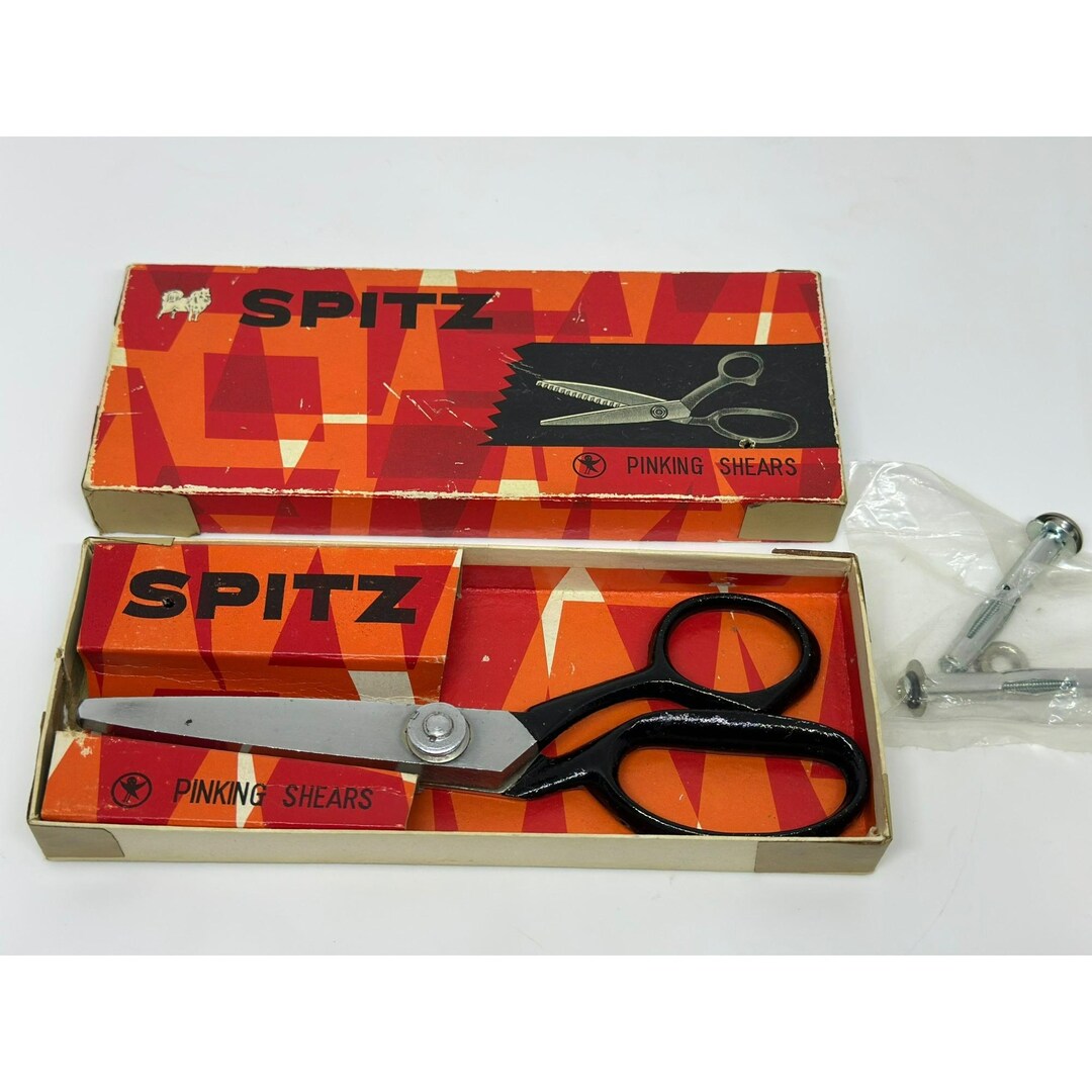 VTG Spitz Pinking Shears Original Box Black Handles Steel Blades Sewing ...