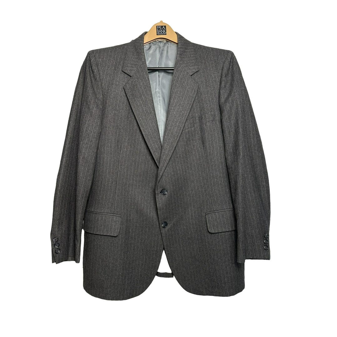 VTG the Hub Men's Blazer 2 Button Gray 100% Wool Sport Coat SZ Unknown ...