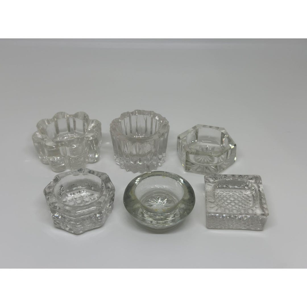 VTG Lot of 6 Cut Glass Crystal Salt Cellars Dips Mis Match Bohemian ...