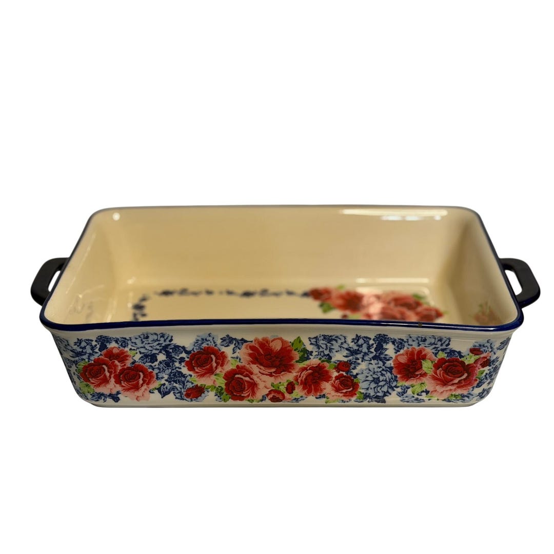 Pioneer Woman Rectangular Ceramic Baking Dish W/ Handles 13x9 Inches ...
