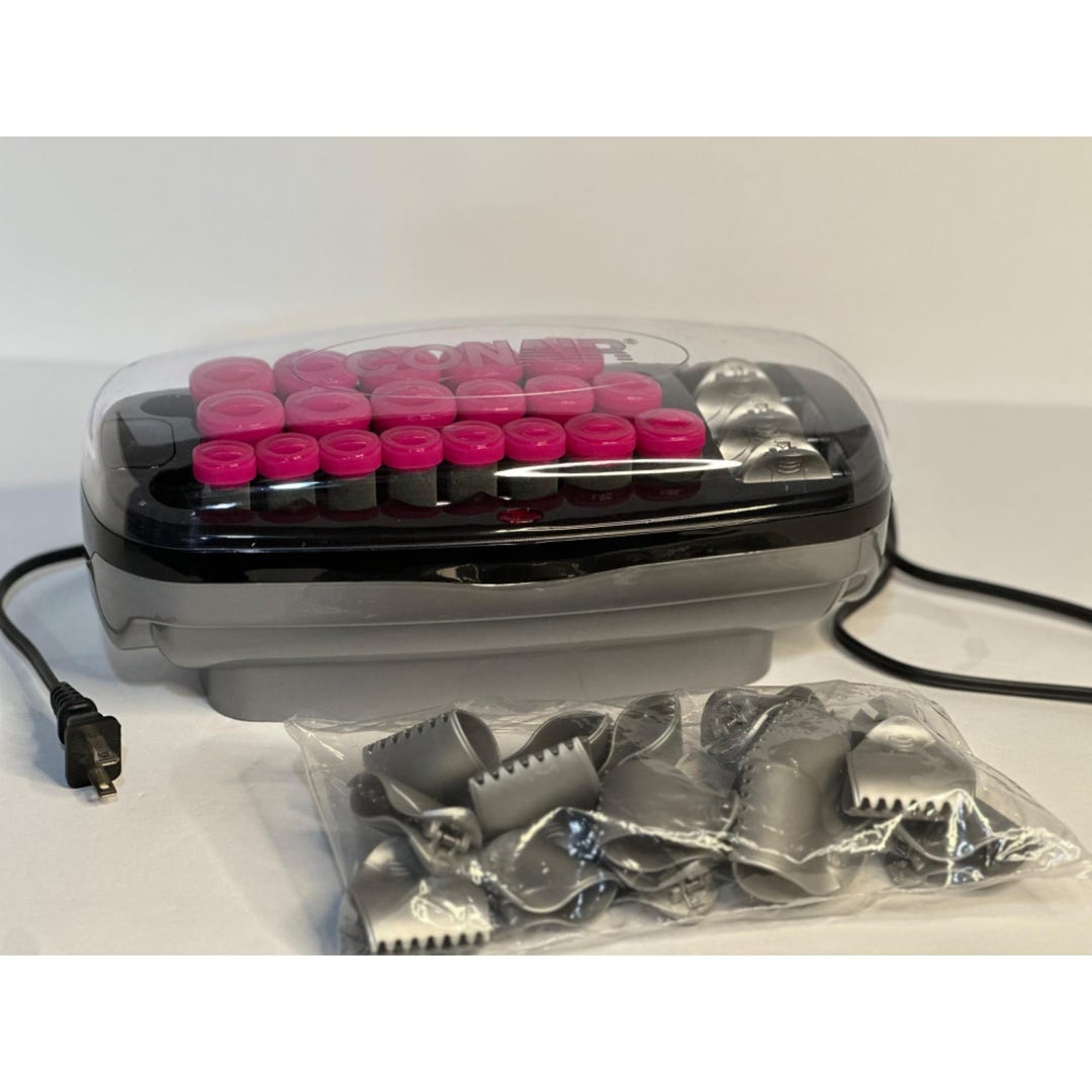 VTG Conair Hot Rollers Set W Clips Hair Styling Tool Flocked Heat ...
