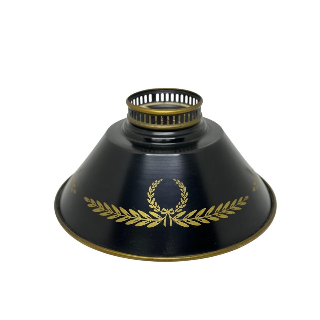 Vintage Federal Tole-painted Metal Lamp Shade 11x5 Black Gold Laurel ...