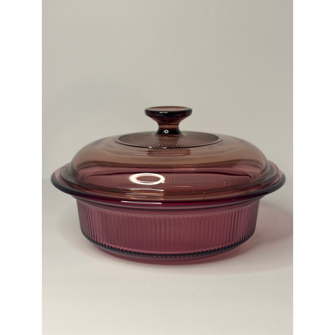 VTG Visions PYREX Purple Cranberry Glass Casserole Dish With Lid 1L V ...