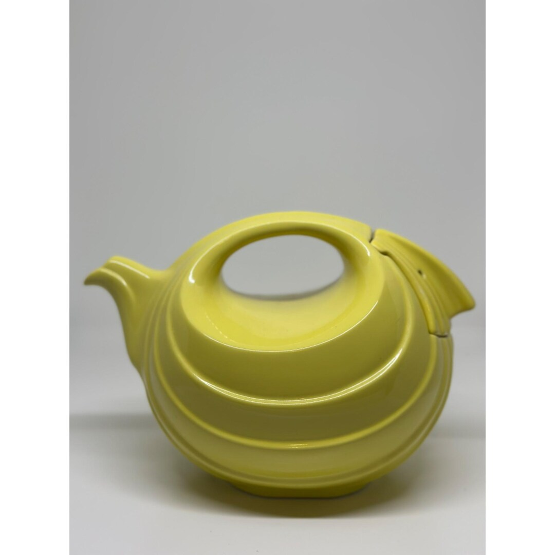 Hall Pottery 1400 Rhythm Mustard Yellow Art Deco Swirl Vintage 6 Teapot ...