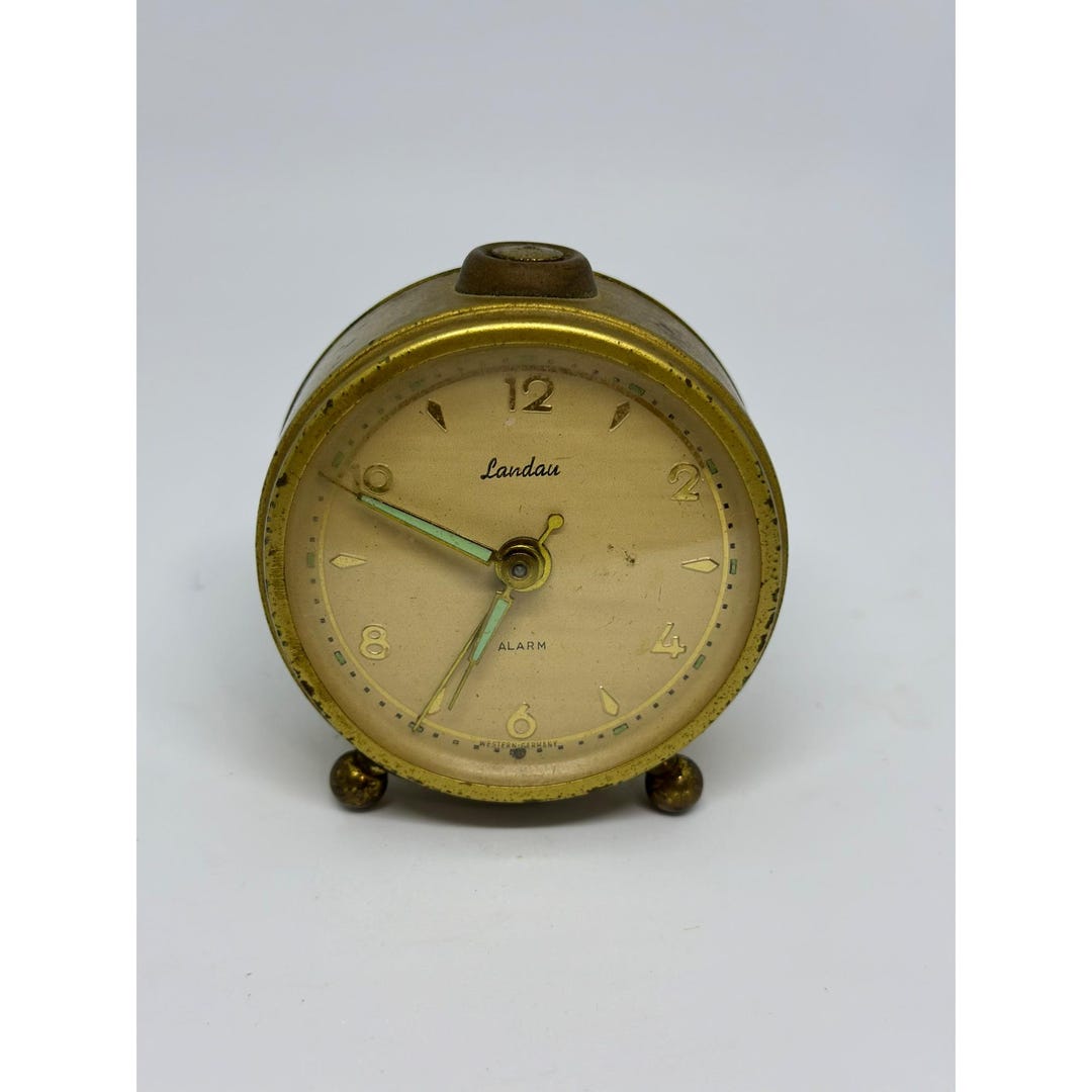 VTG Landau Brass Alarm Clock With Glow-in-the-dark Hands & Numbers NOT ...