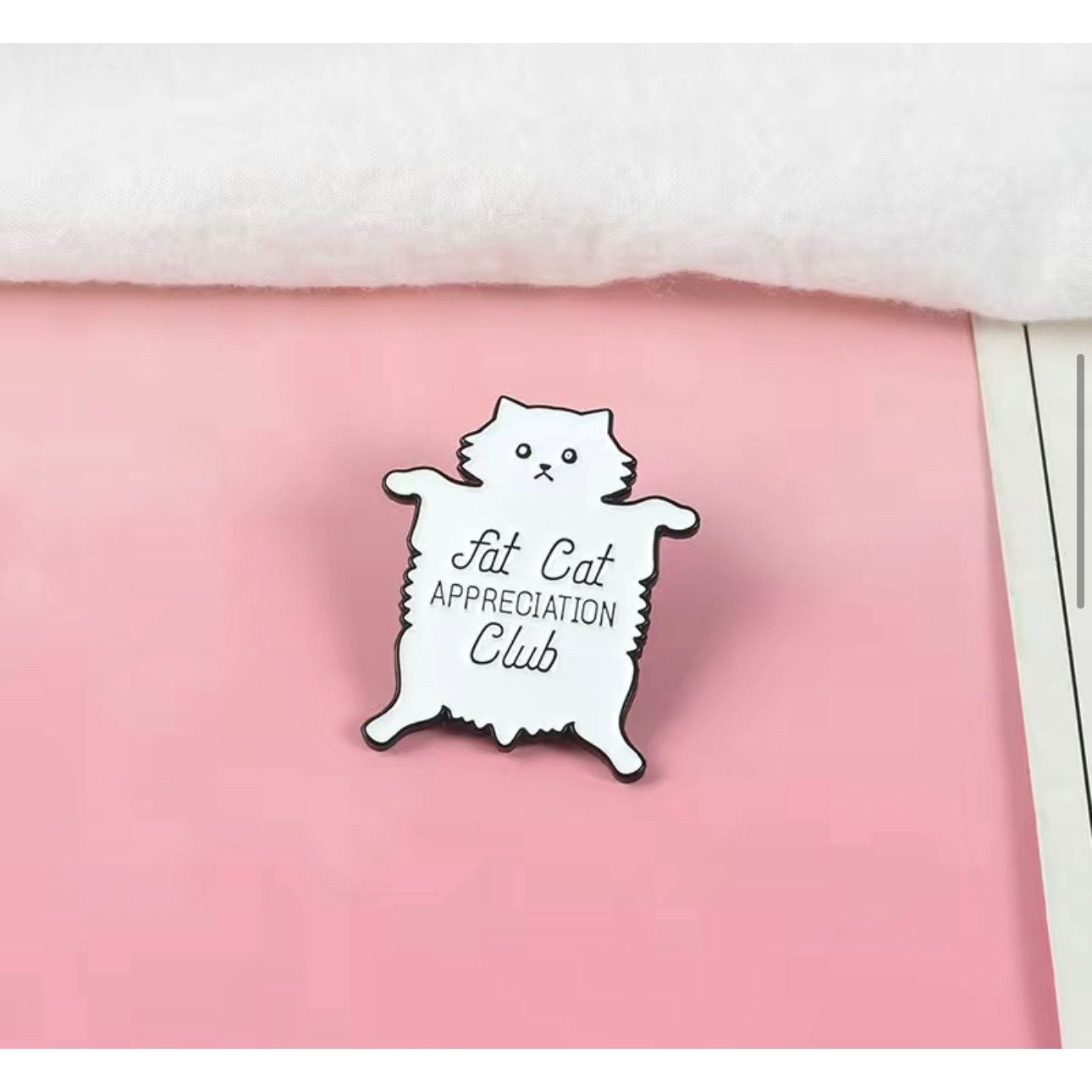 Cute Enamel White Kitten Brooch Pin for Bags and Clothing Adorable ...