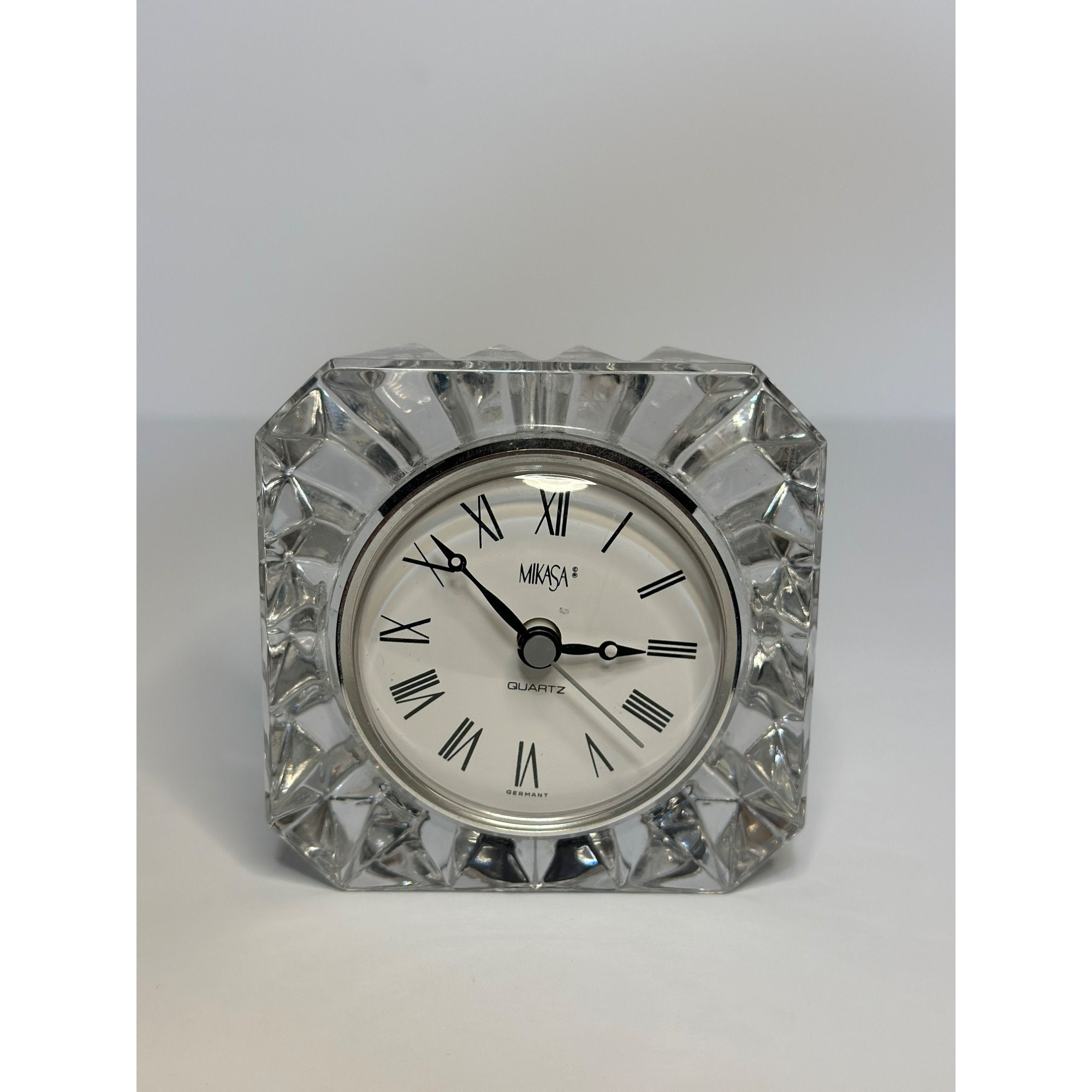 VTG 1980's Mikasa Battery Powered Square German Crystal Clock Desk ...