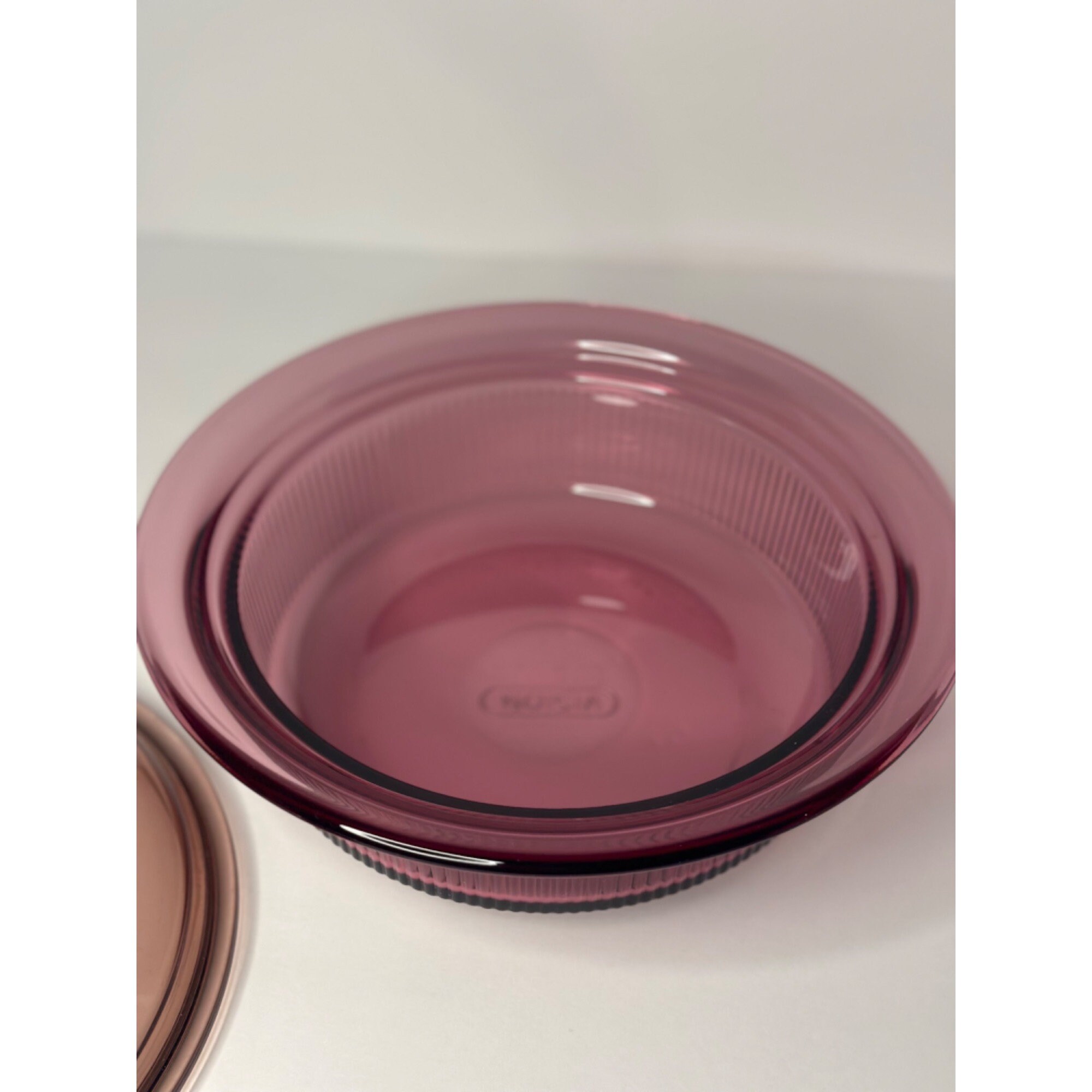 VTG Visions PYREX Purple Cranberry Glass Casserole Dish With Lid 1L V ...