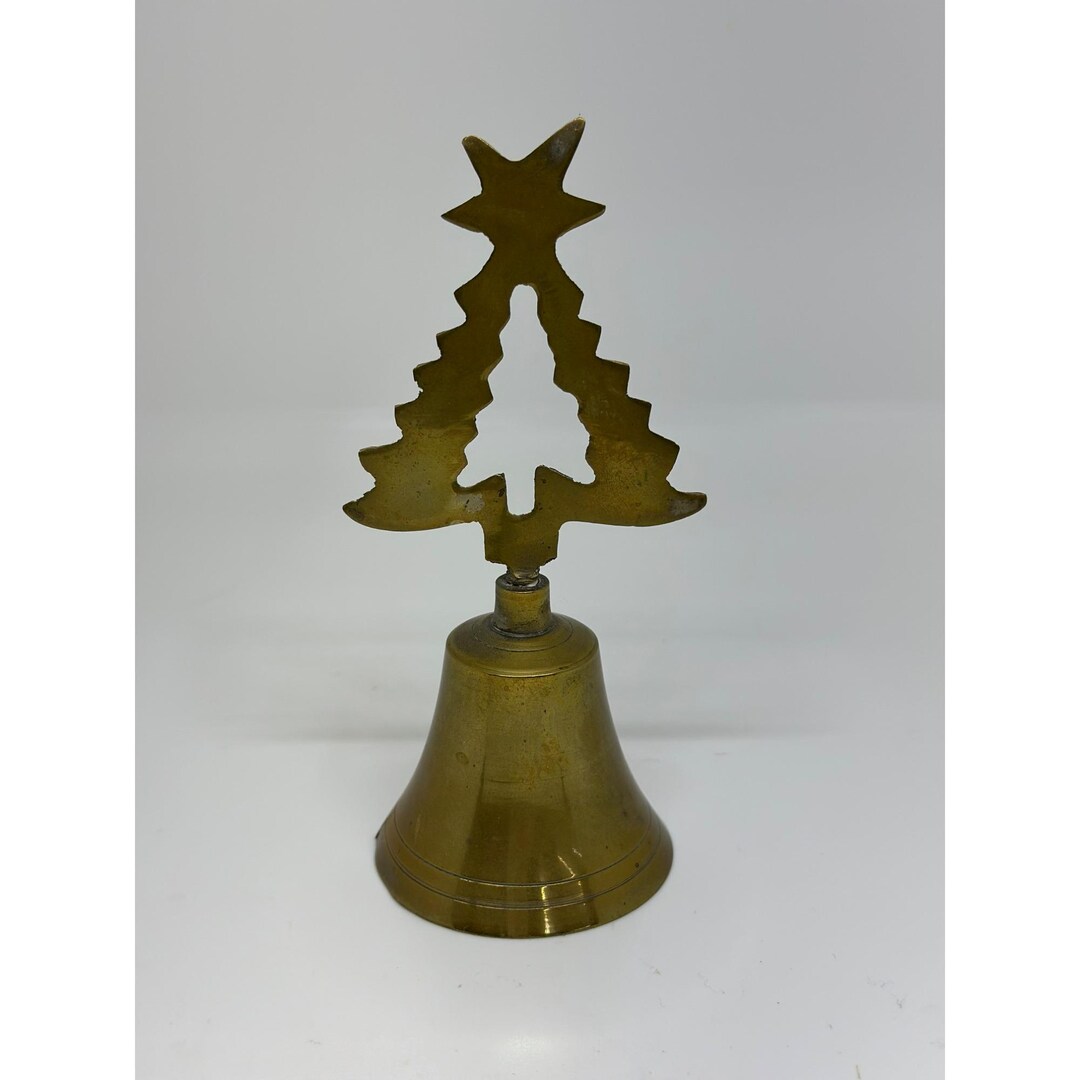 VTG Brass Gold Toned Bell Christmas Tree Handle With Star Swanky Barn ...
