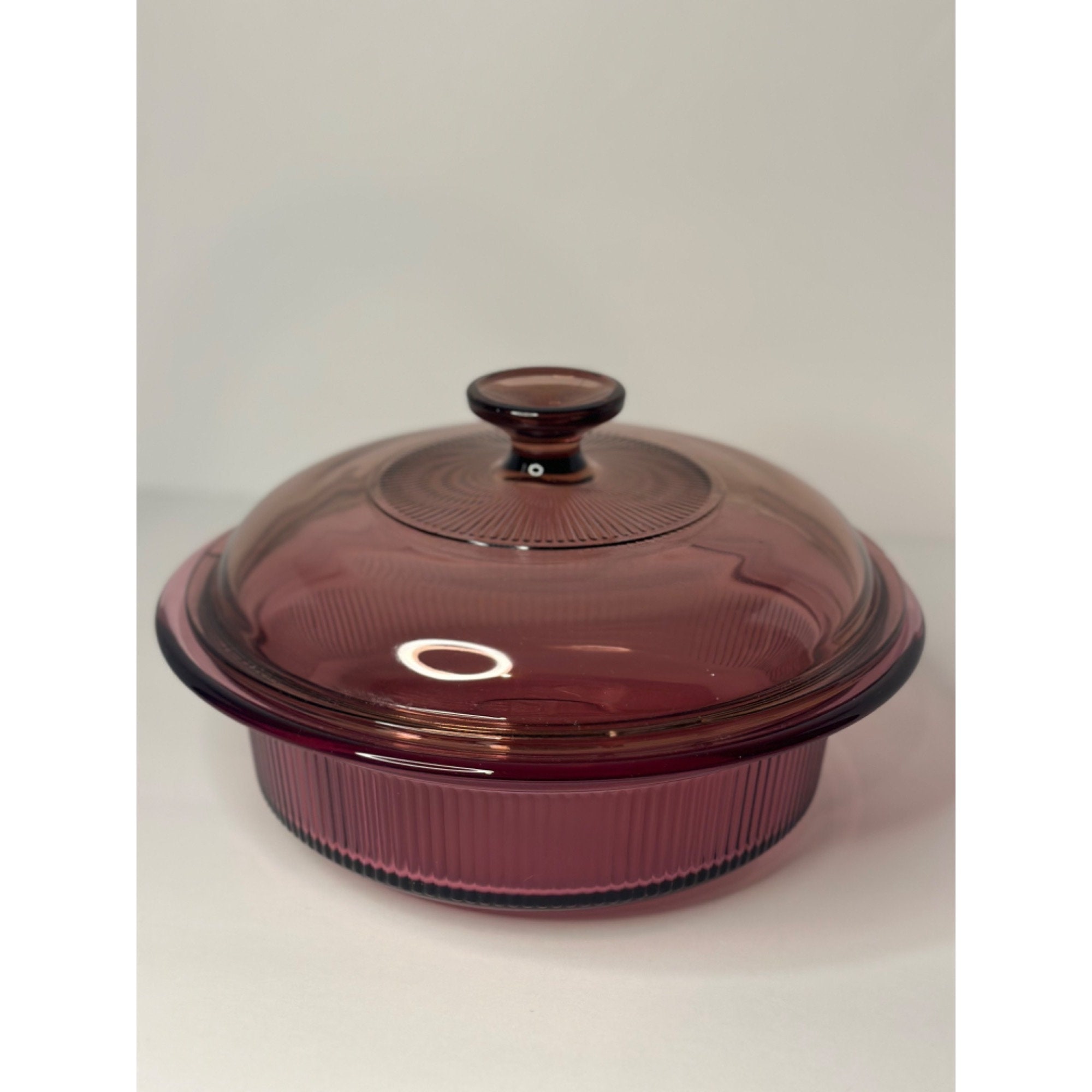 VTG Visions PYREX Purple Cranberry Glass Casserole Dish With Lid 1L V ...
