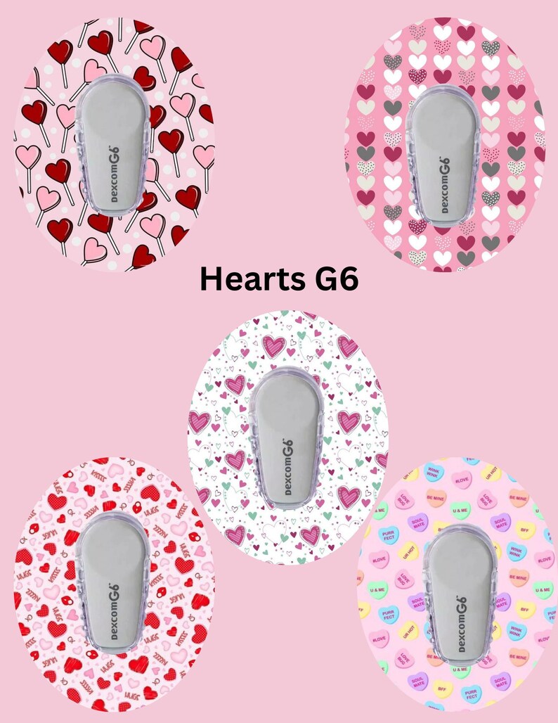 Hearts Valentines Day CGM Patches, Dexcom G7, Libre 3, Omnipod Cover ...