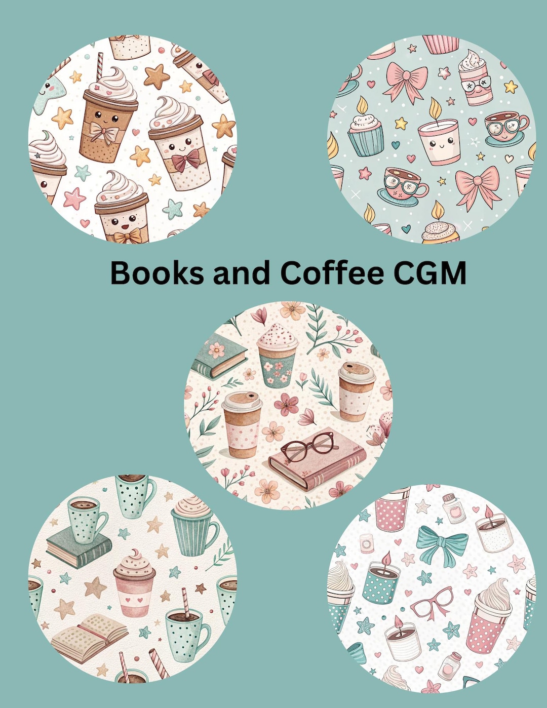 Books and Coffee CGM Patches, Dexcom G7, Libre 3, Omnipod Cover, Pack ...