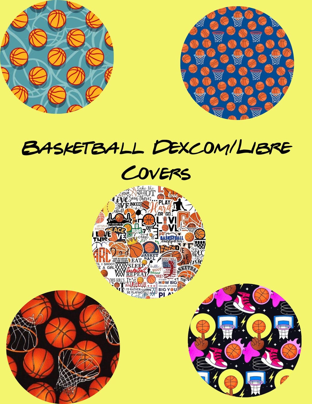 Dexcom G7/libre or Dexcom G6 CGM Cover Patches Basketball Style Pack of ...