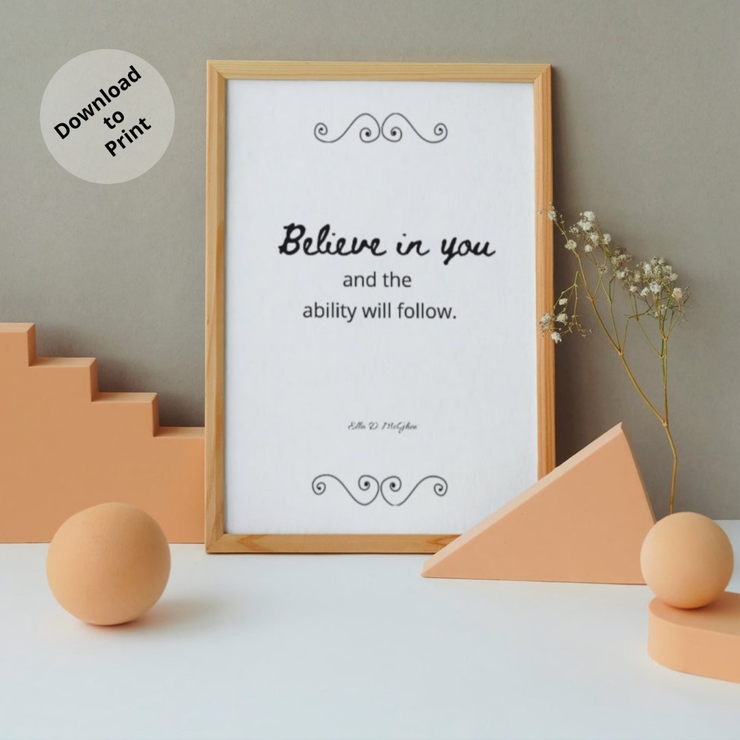 Believe in You motivation Wall Print - Etsy