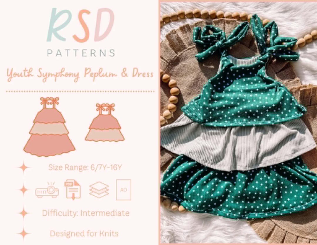 RSD Youth Symphony Peplum & Dress PDF Sewing Pattern - Children Baby ...