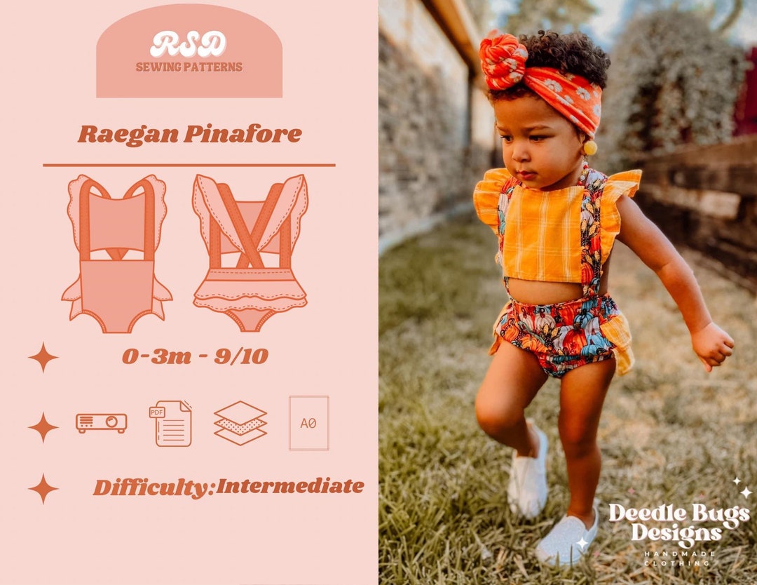 RSD Raegan Pinafore Romper PDF Sewing Pattern - Children Baby Toddler ...