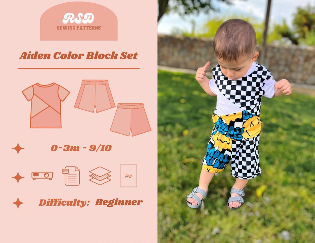 RSD Aiden Color Block Set PDF Sewing Pattern - Children Baby Toddler ...