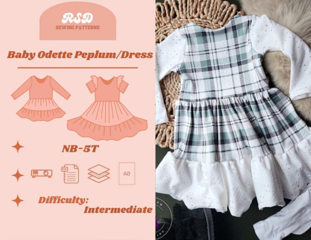 RSD Baby Odette Peplum/dress PDF Sewing Pattern - Children Baby Toddler ...