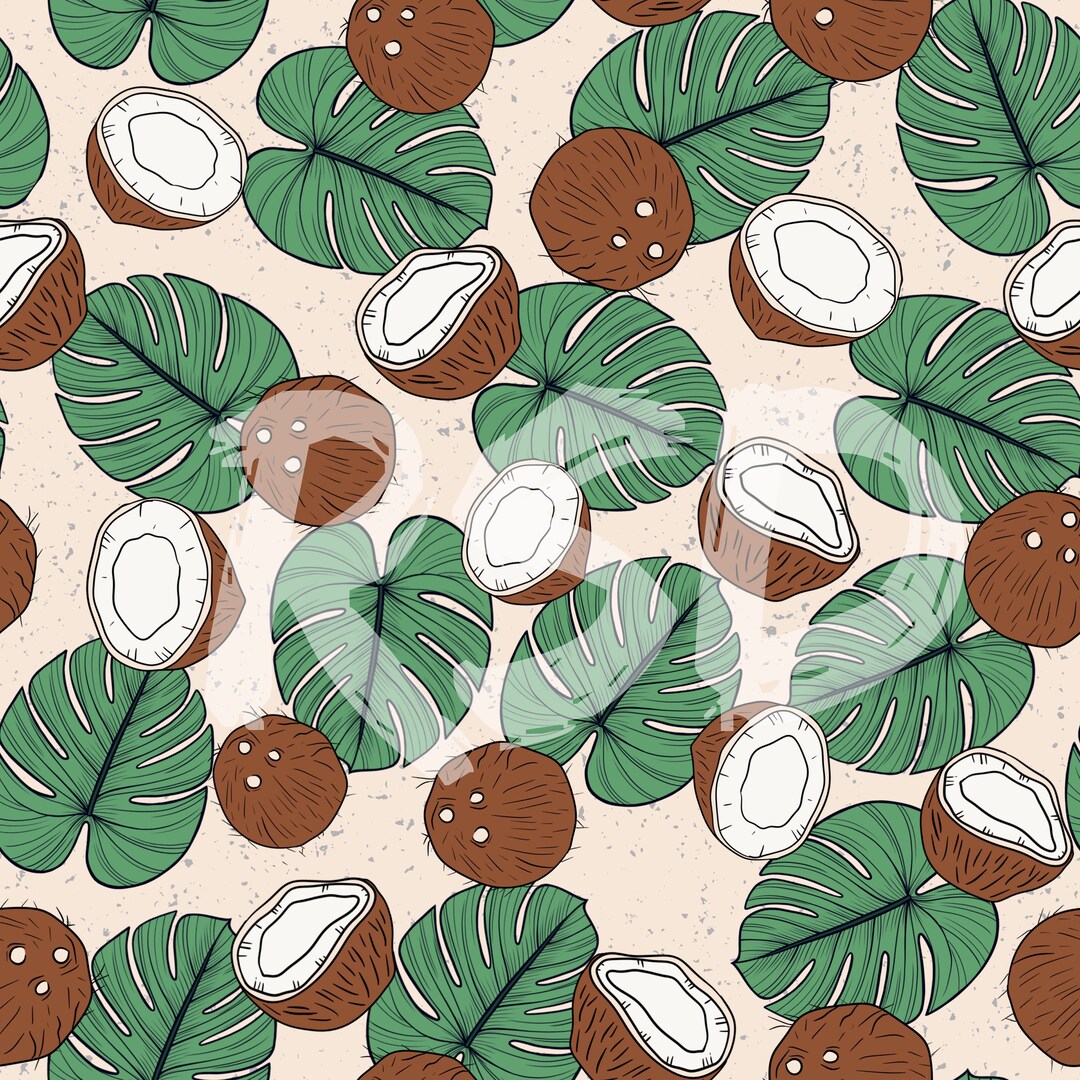 Tropical Coconut 1 Seamless Digital Download - Background File Retro ...