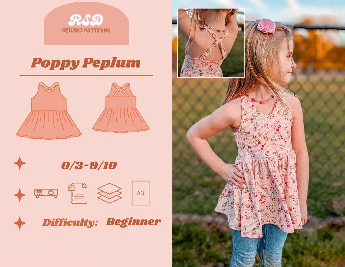 RSD Poppy Peplum PDF Sewing Pattern Children Baby Toddler Sewing ...