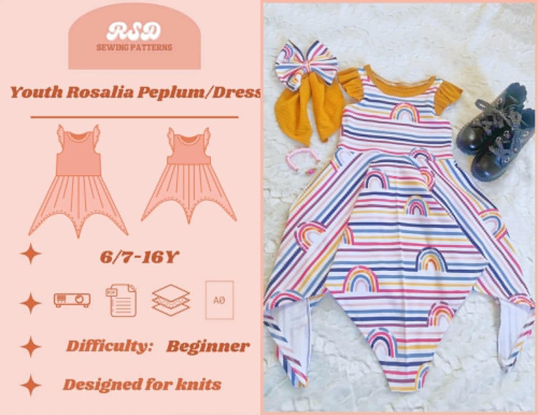 RSD Youth Rosalia Peplum / Dress PDF Sewing Pattern - Children Baby ...