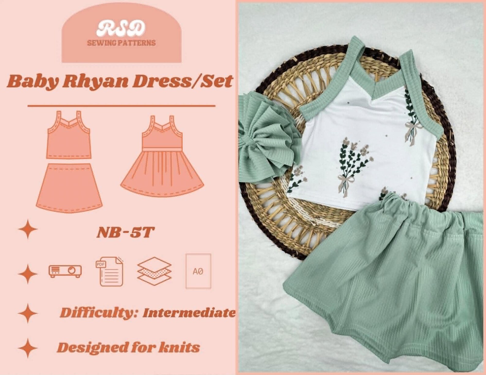 RSD Baby Rhyan Dress PDF Sewing Pattern - Children Baby Toddler Sewing ...