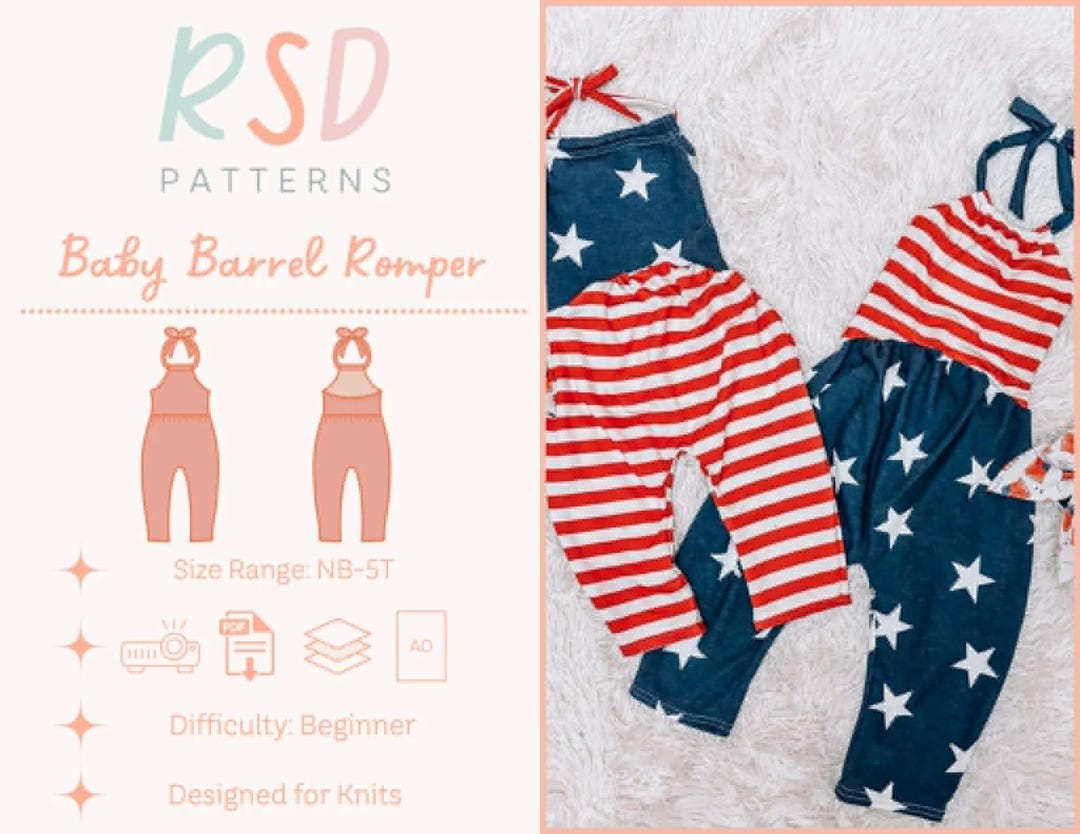 RSD Baby Halter Barrel Romper PDF Sewing Pattern - Children Baby ...