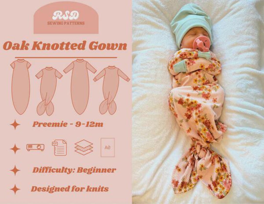 RSD Oak Baby Gown PDF Sewing Pattern - Children Baby Toddler Sewing ...