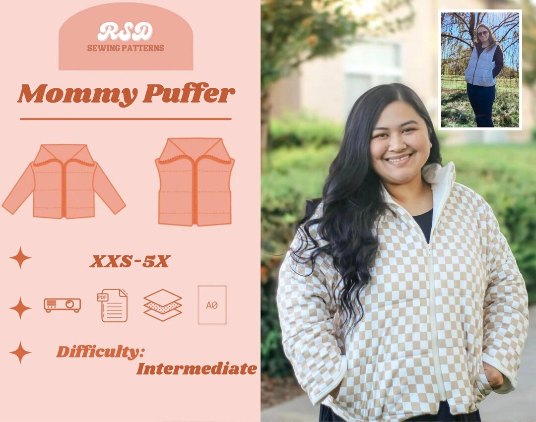 RSD Adult Mommy Puffer Jacket/vest PDF Sewing Pattern - Womens Mommy ...