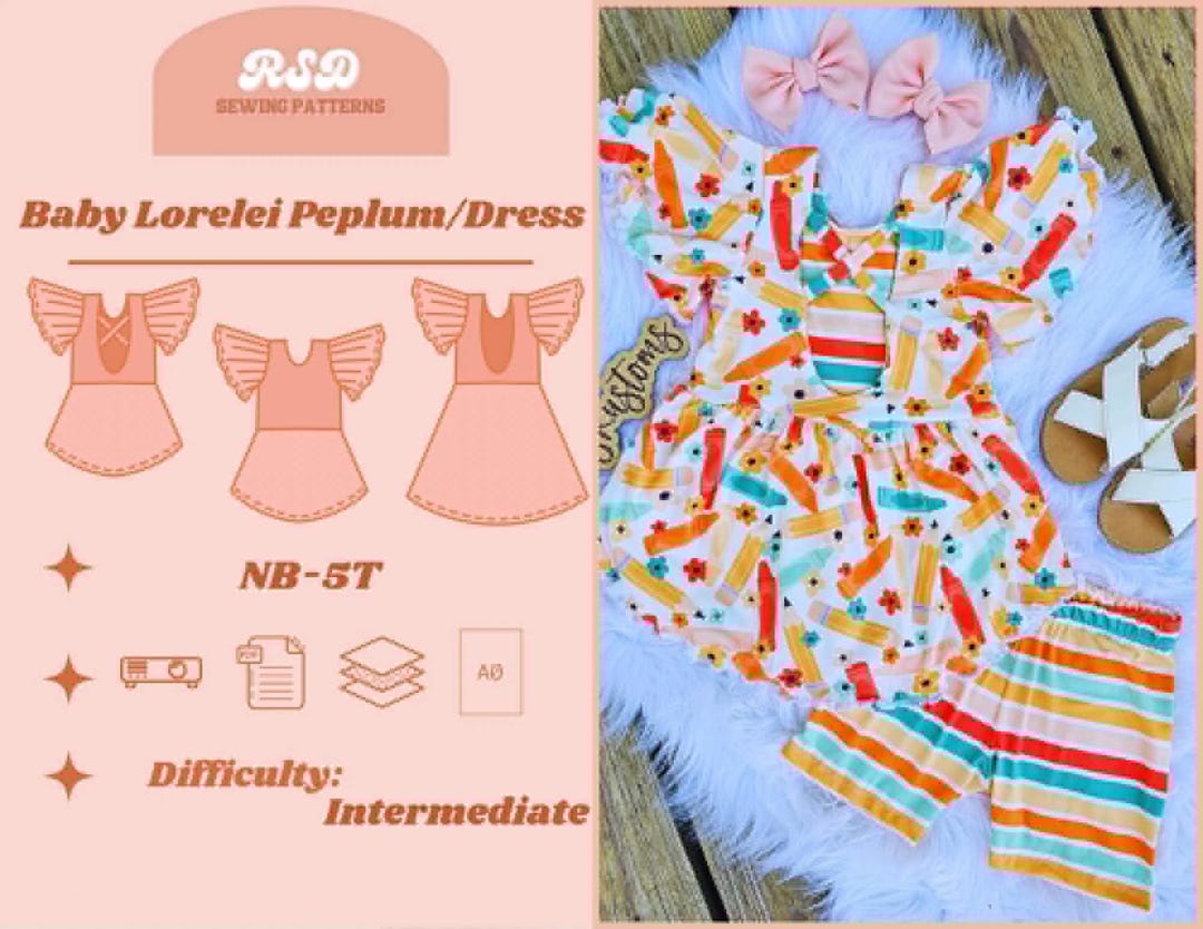 RSD Baby Lorelei Peplum and Dress PDF Sewing Pattern - Children Baby ...