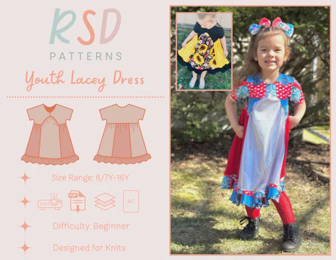 RSD Youth Lacey Dress PDF Sewing Pattern - Children Baby Toddler Sewing ...