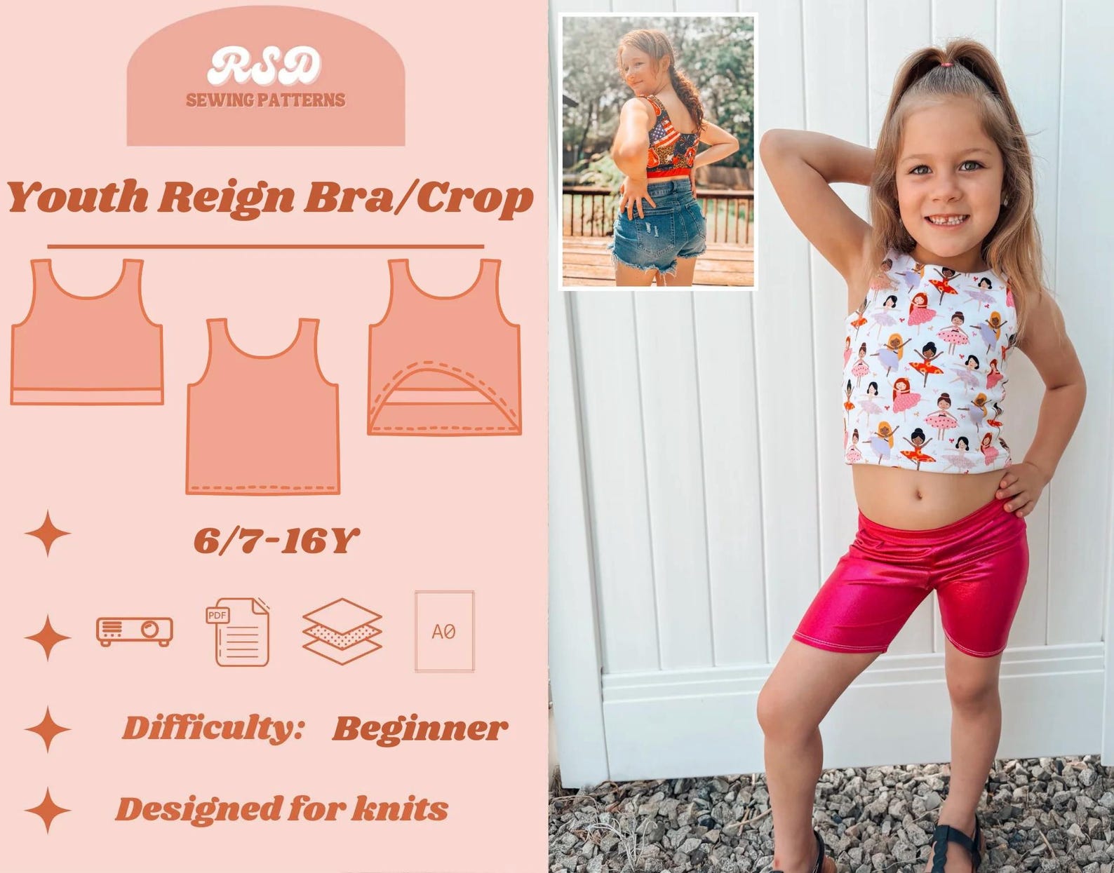 RSD Youth Reign Bra/crop PDF Sewing Pattern - Children Baby Toddler ...