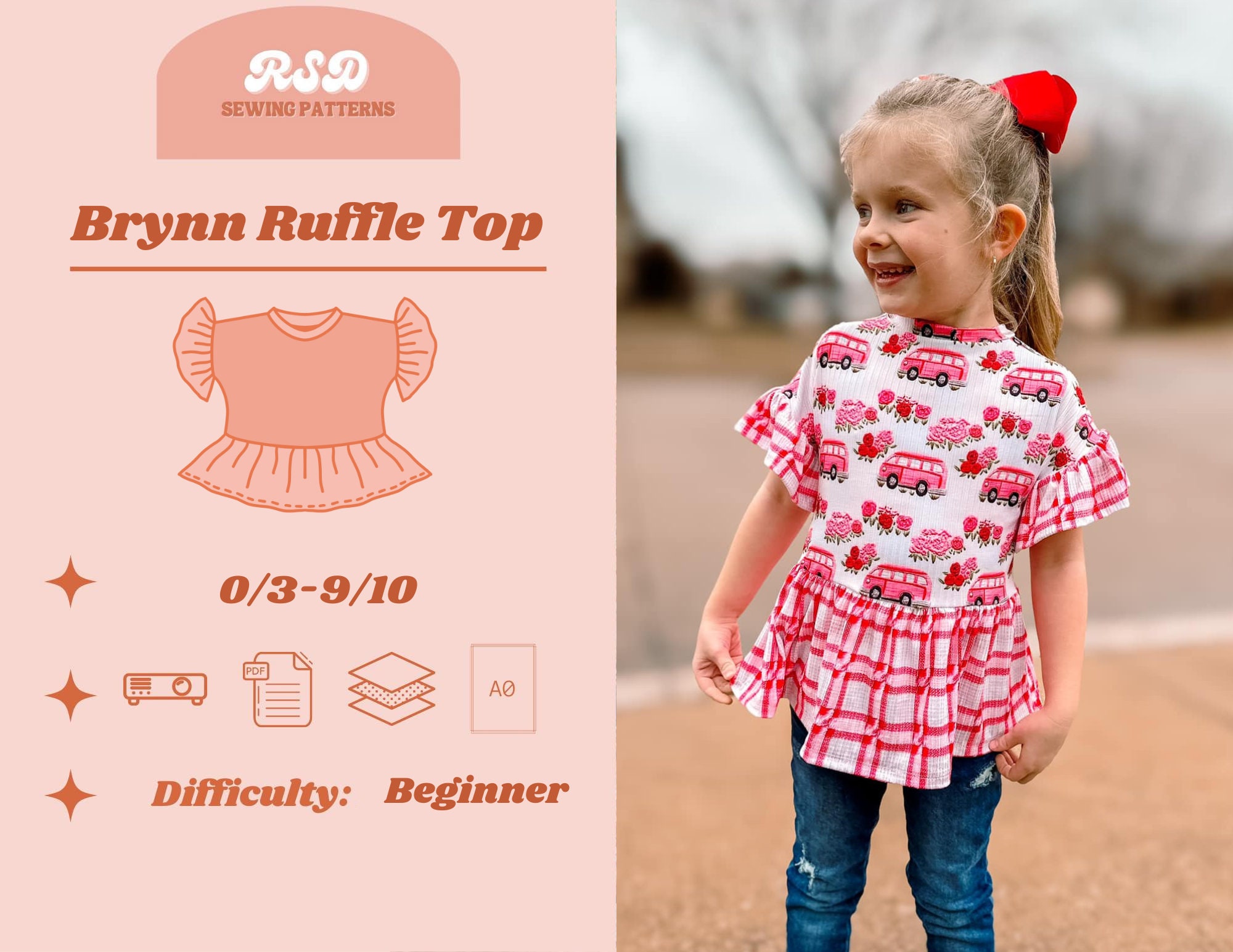 RSD Brynn Ruffle Babydoll Top PDF Sewing Pattern Children Baby Toddler ...