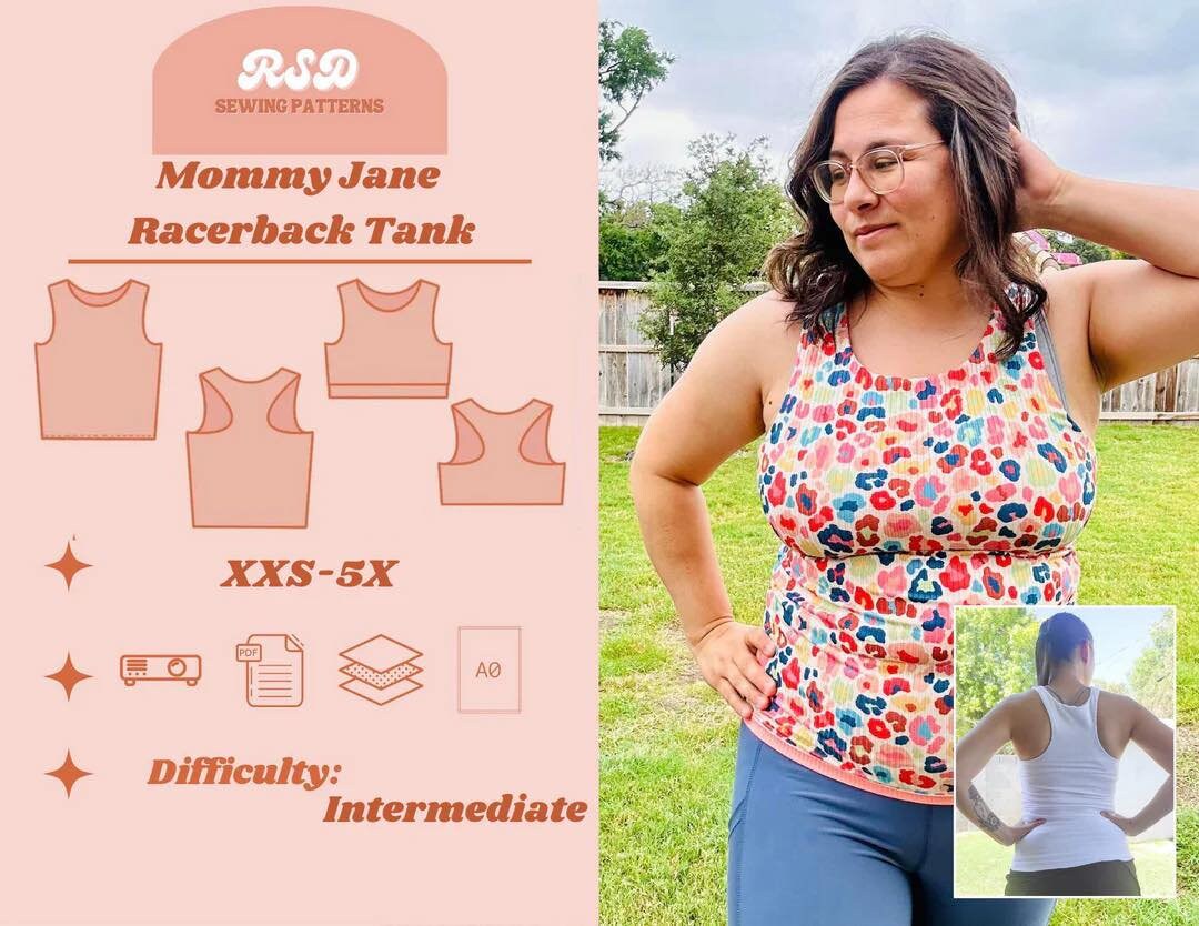 RSD Adult Mommy Jane Racerback Tank PDF Sewing Pattern - Womens Mommy Matching Sewing Patterns ...