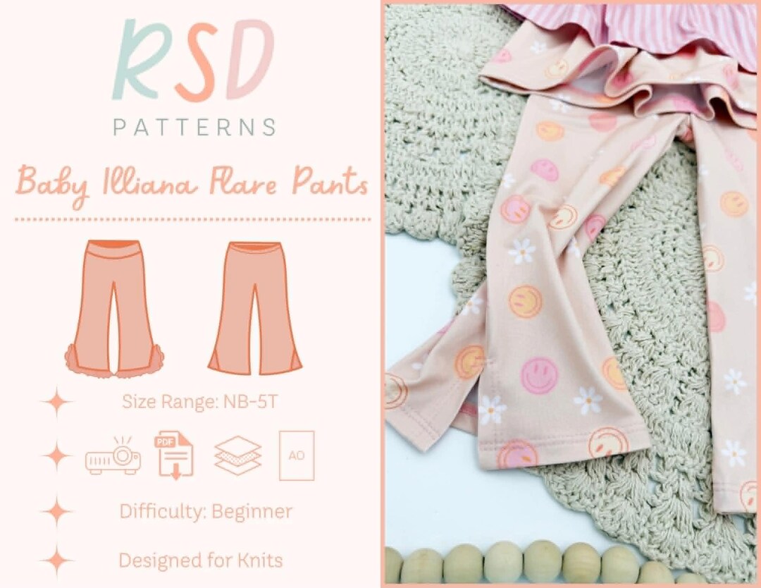 RSD Baby Illiana Flare Pants PDF Sewing Pattern - Children Baby Toddler ...