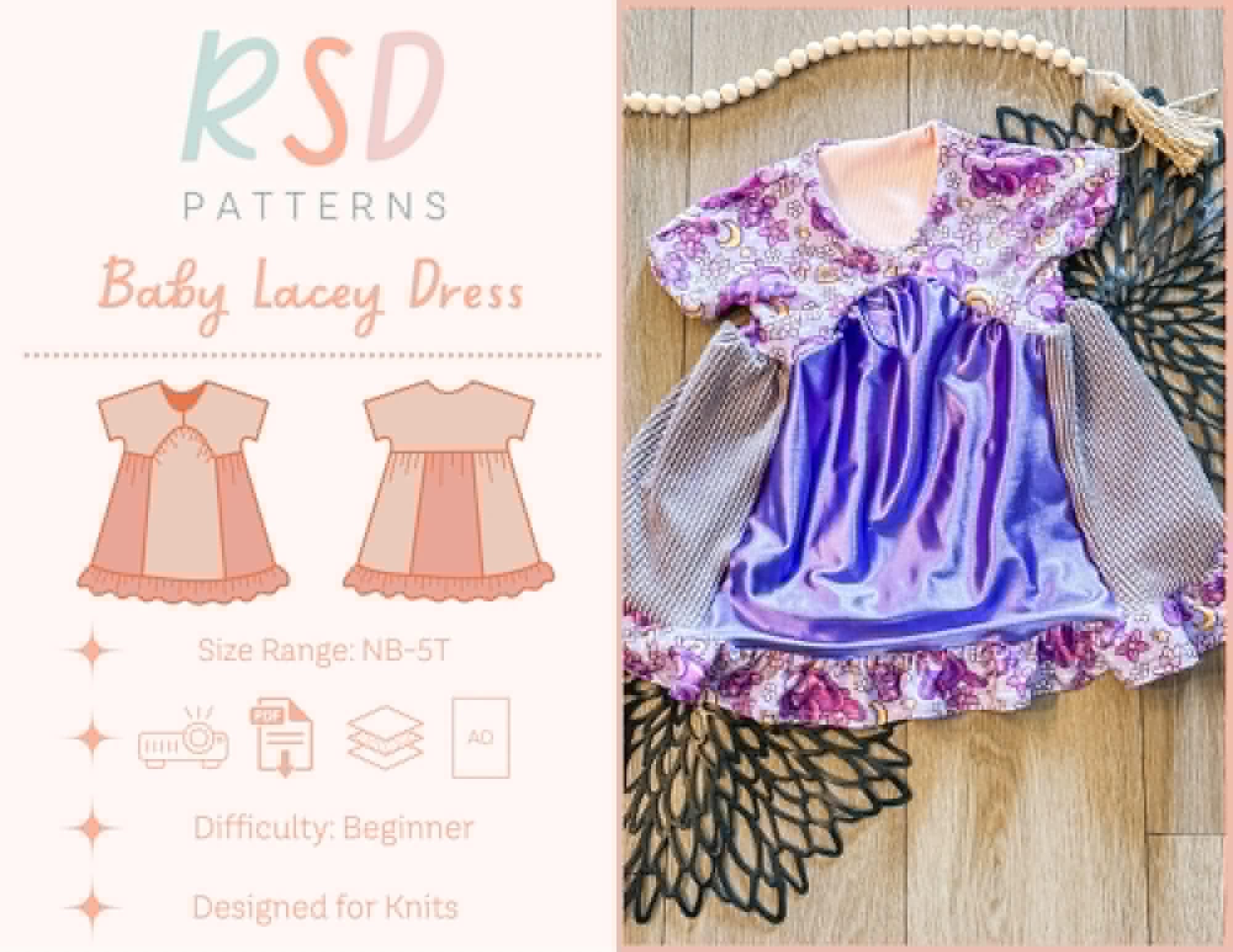 RSD Baby Lacey Dress PDF Sewing Pattern - Children Baby Toddler Sewing ...