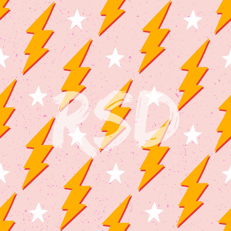 Preppy Lightening Bolts White Star Seamless Digital Download ...
