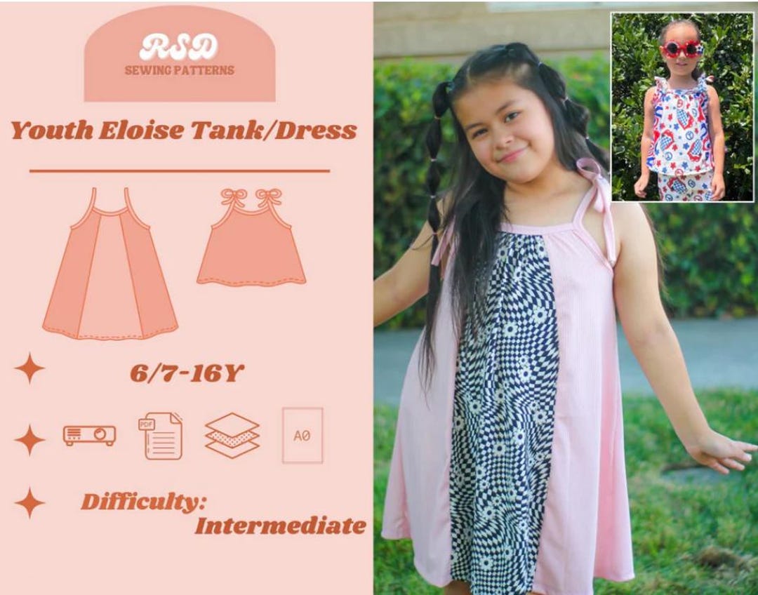 RSD Youth Eloise Tank and Dress PDF Sewing Pattern - Children Baby ...