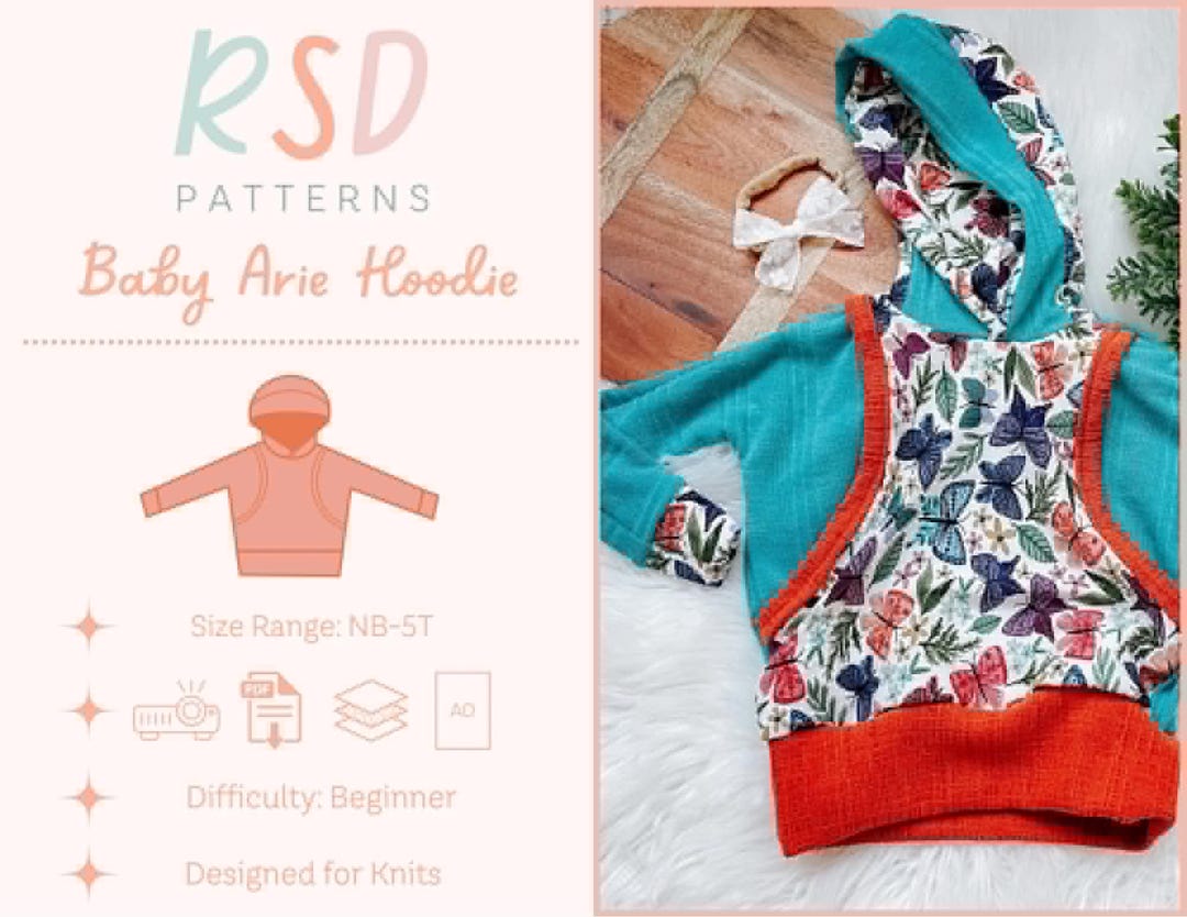 RSD Baby Arie Hoodie PDF Sewing Pattern - Children Baby Toddler Sewing ...