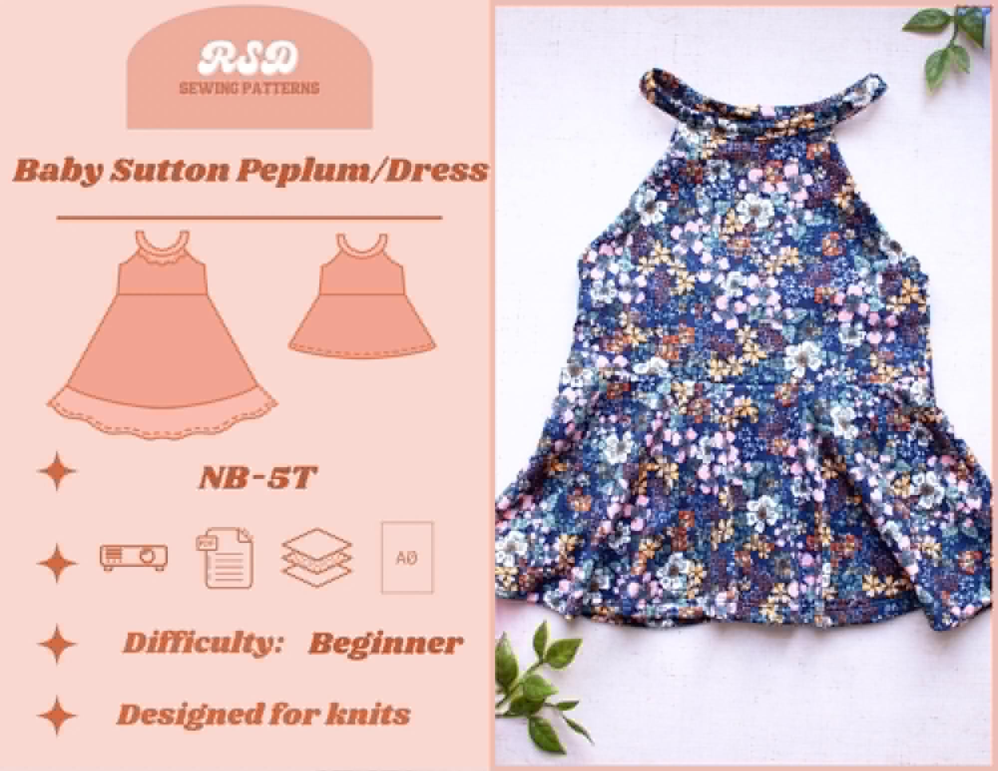 RSD Baby Sutton Peplum/dress PDF Sewing Pattern - Children Baby Toddler ...