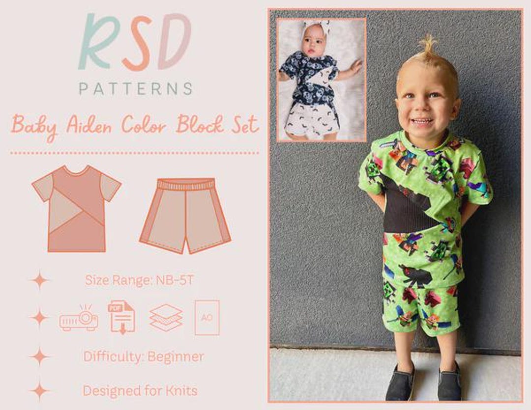 RSD Baby Aiden Color Block Set PDF Sewing Pattern - Children Baby ...