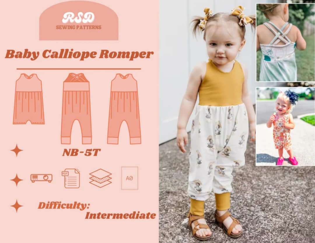 RSD Baby Calliope Romper PDF Sewing Pattern - Children Baby Toddler ...