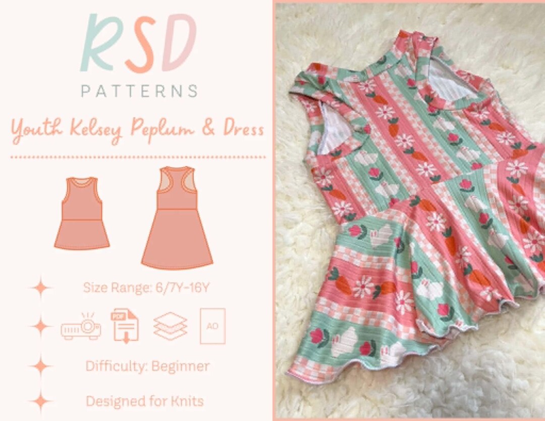 RSD Youth Kelsey Peplum & Dress PDF Sewing Pattern - Children Baby ...