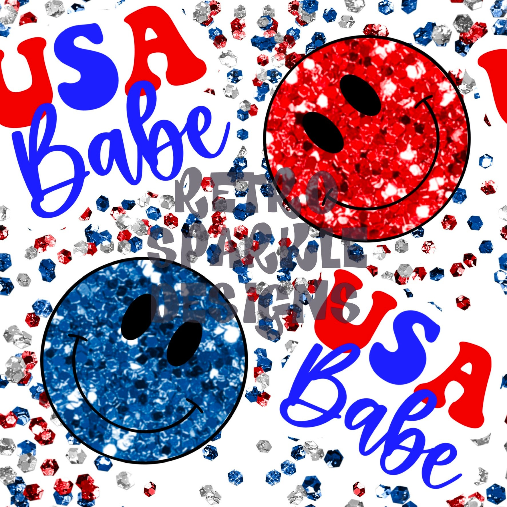 USA Smiley Seamless Digital Download - Background Red White Blue ...