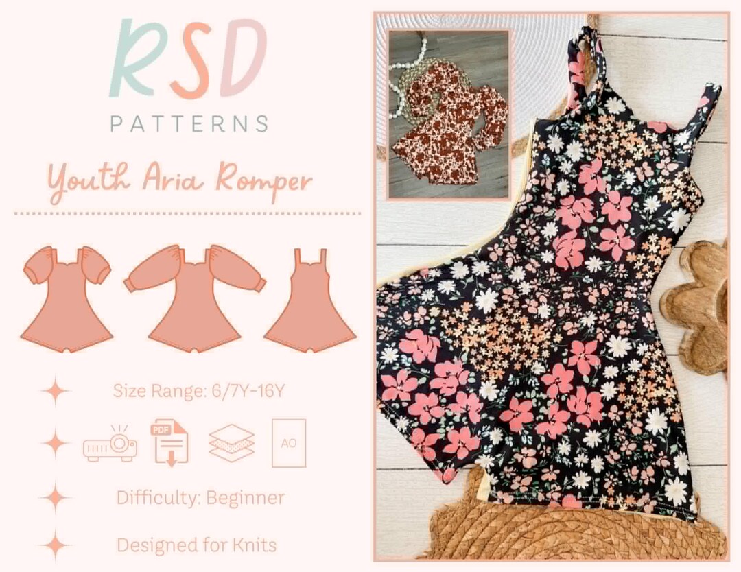 RSD Youth Aria Romper PDF Sewing Pattern - Children Baby Toddler Sewing ...
