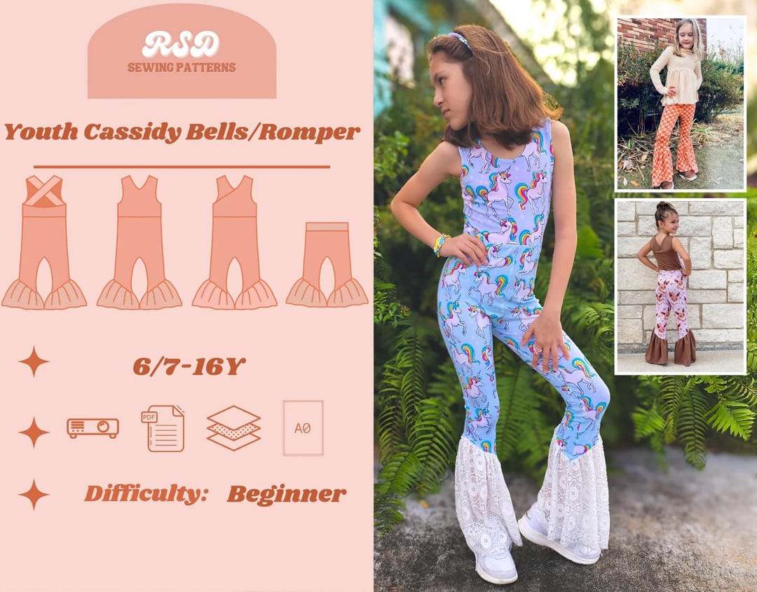 RSD Youth Cassidy Bells/romper PDF Sewing Pattern - Children Baby ...