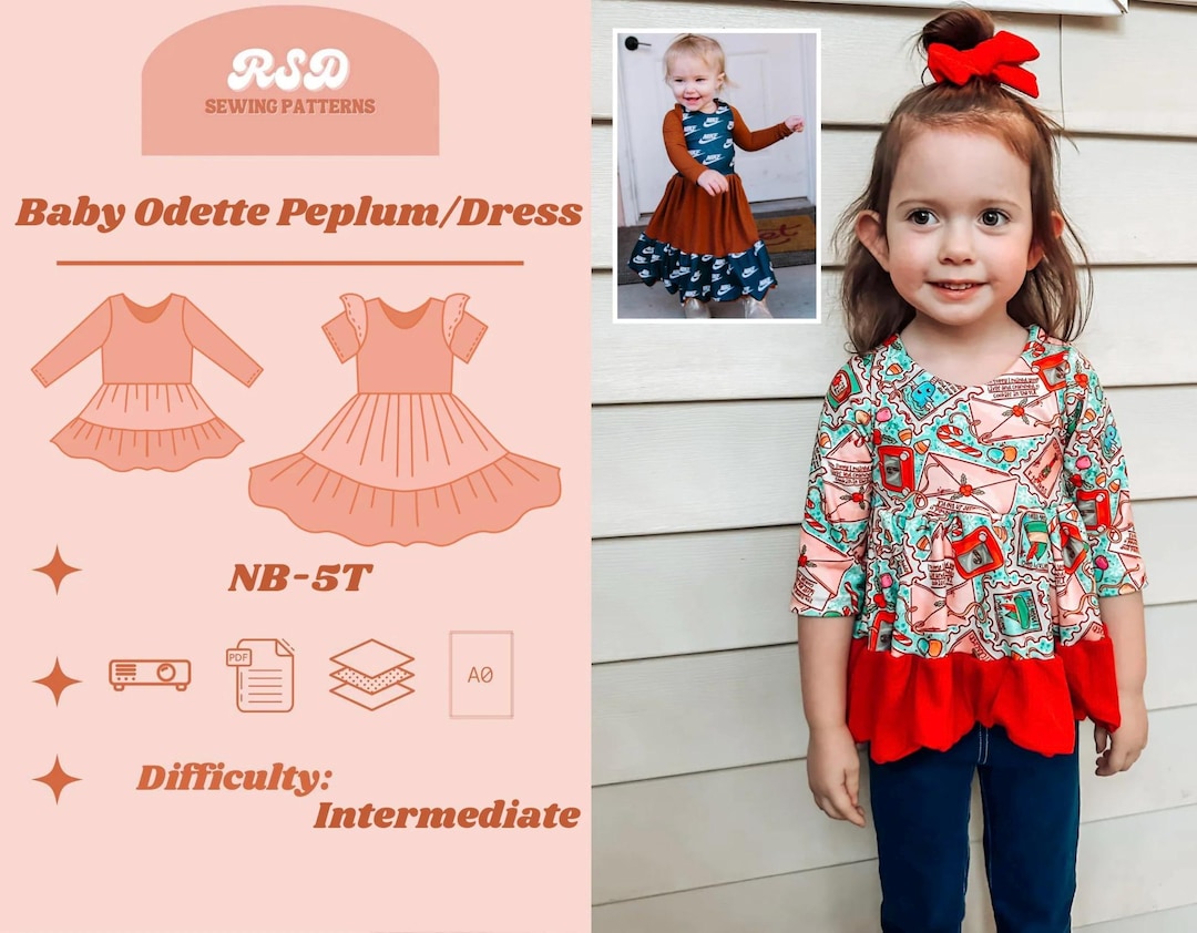 RSD Baby Odette Peplum/dress PDF Sewing Pattern - Children Baby Toddler ...