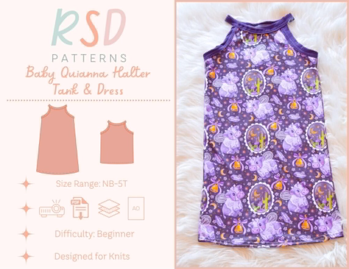 RSD Baby Quianna Halter Tank / Dress PDF Sewing Pattern - Children Baby ...