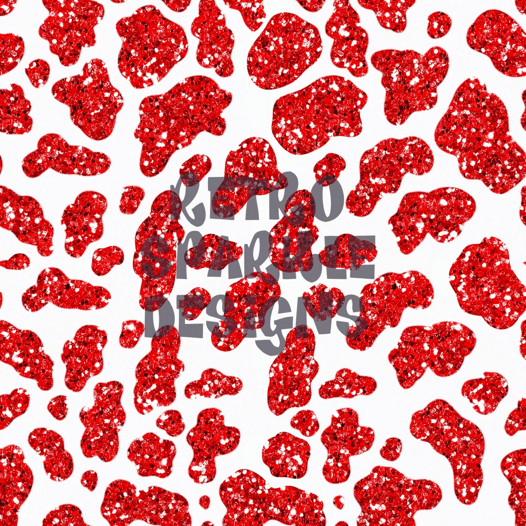 Red Glitter Western Cow Print Seamless Digital Download - Background ...
